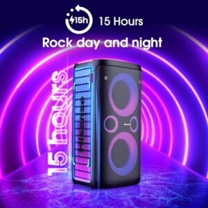 Hisense Ultimate Wireless Outdoor/Indoor Party Speaker with subwoofer, 2.0CH, 300W, IPX4 Waterproof,15 Hour Long-Lasting Battery, Bluetooth5.0, DJ and Karaoke Mode (HP100)