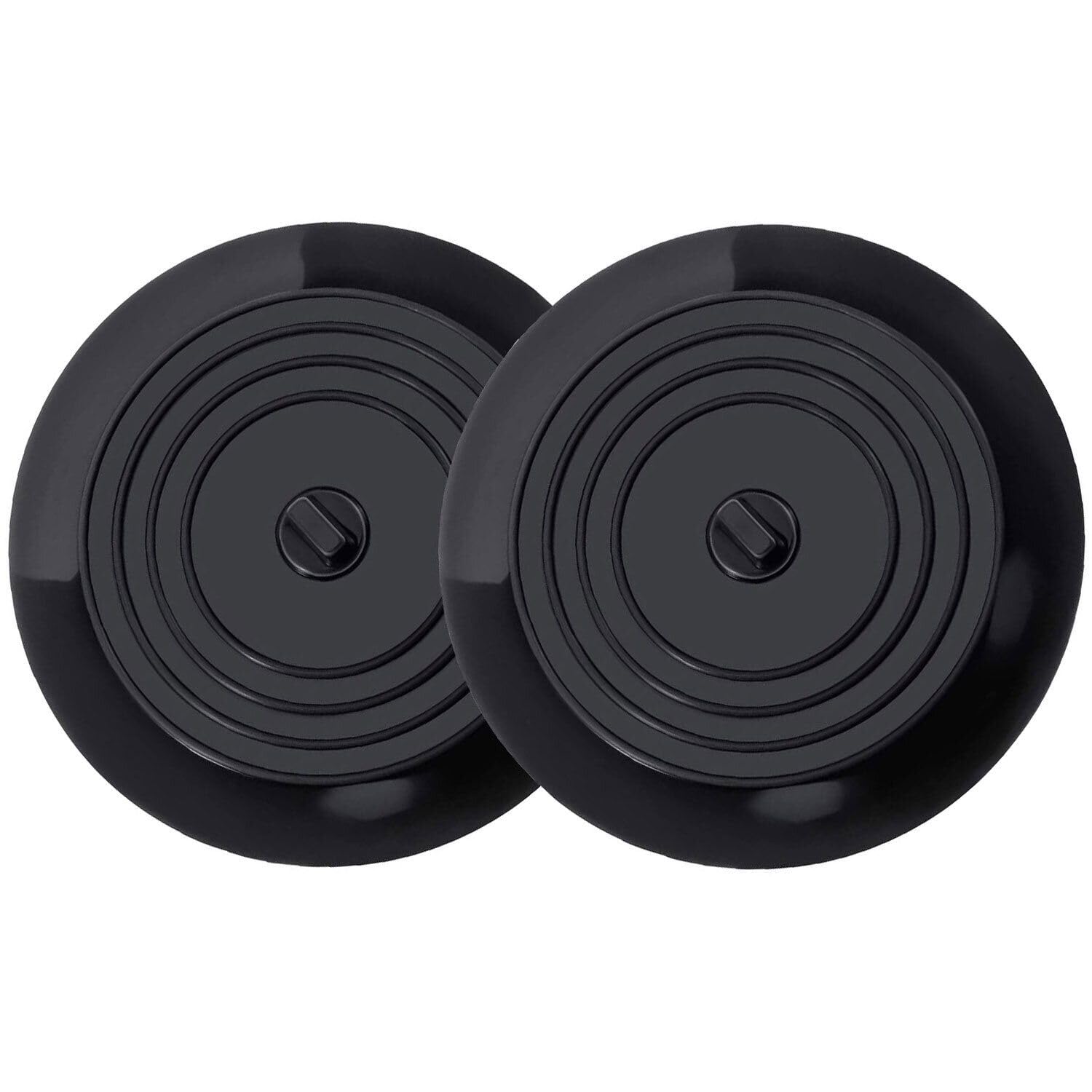 VIGOR PATH Set of 2 Silicone Tub Stoppers - 5.9 Inches Sink Stoppers - Flat Bathtub Drain Covers, Hair Catchers and Suction Bathtub Plugs for Kitchen, Bathroom and Laundry (Black)