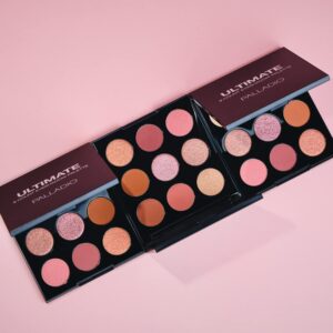 Palladio Ultimate 9-Count Eyeshadow Palette, Talc-Free Formula, High Pigmented Shades in A Mix of Matte & Shimmer Finishes, Blendable Long Lasting Colorful Professional-Grade Makeup (Rosey Nudes)