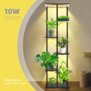 Bstrip Plant Stand with Grow Lights, 6 Tier-7 Potted Plant Shelf with Grow Lights, Grow Light Stand, Dimmable 60W (6X10W) Full Spectrum Led Plant Light with Timer for Indoor Plants, Patio Garden