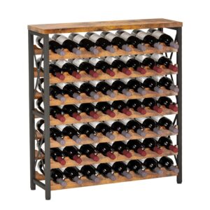 homeiju 56-bottle freestanding wine rack, wooden wine rack storage shelf, stackable wine bottle rack with tabletop for living room,kitchen or wine cellar