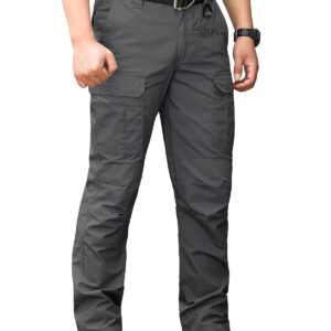 CARWORNIC Men's Ripstop Tactical Pants Waterproof Lightweight Work Pants EDC Army Uniform Combat Military Pants Multi Pocket Relaxed Fit Cargo Pants Casual Outdoor Hiking Trousers Grey