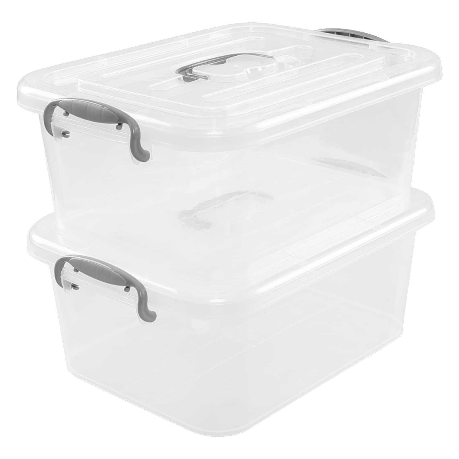 Zopnny 2-Pack Plastic Storage Latch Box, Clear Containers with Lids, 8 L