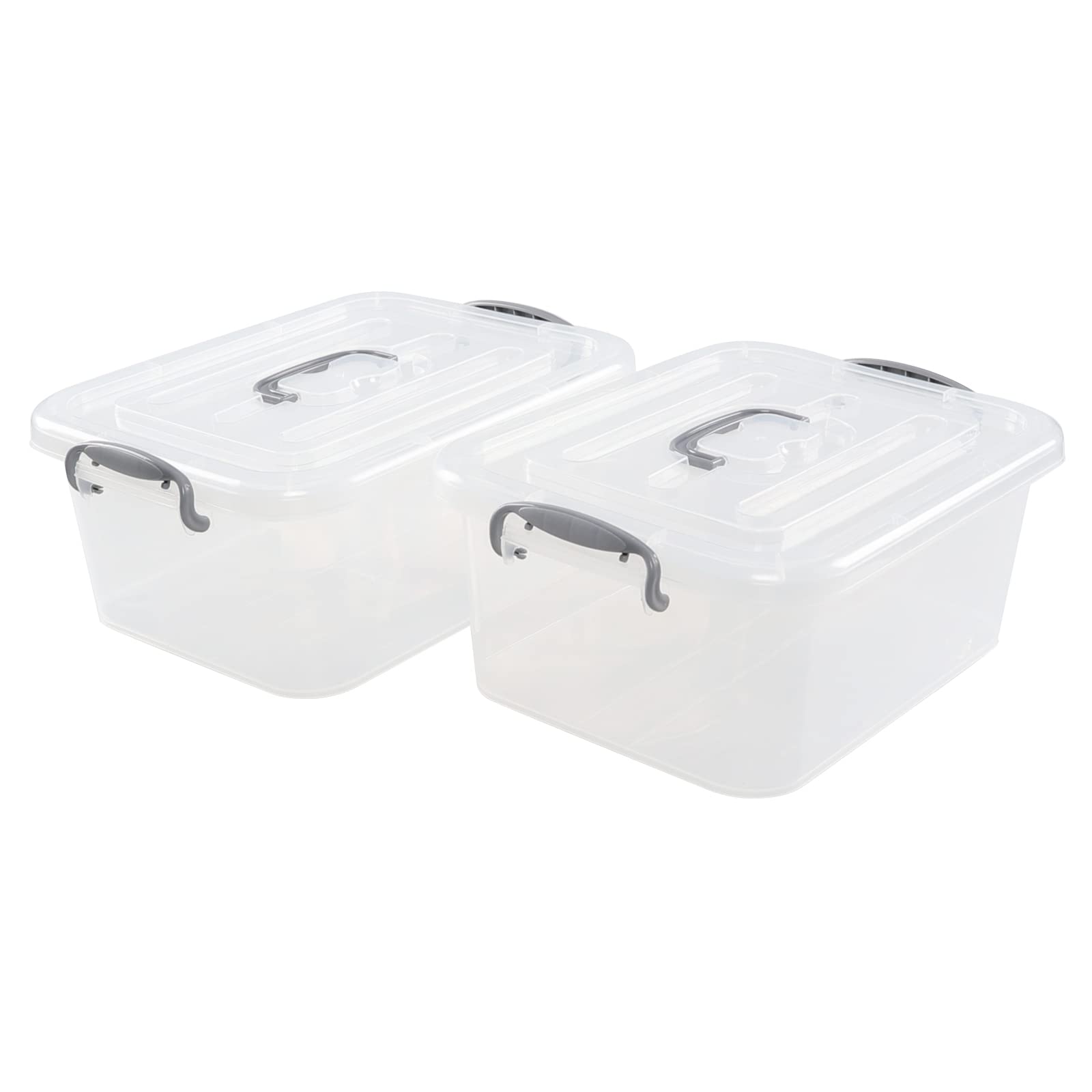 Zopnny 2-Pack Plastic Storage Latch Box, Clear Containers with Lids, 8 L