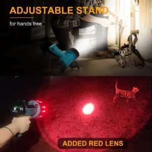 YIERBLUE Rechargeable Spotlight Flashlight with 1000,000 Lumen LED, IP67 Waterproof Long Running Spot Light searchlight, Impact Resistant Handheld Spotlight with Foldable Stand and Detachable Red Lens