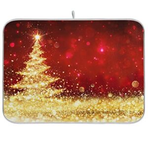 christmas tree snowflake red dish drainer tray kitchen heat resistant mat dish drying mat microfiber 18 x 24 counter mat kitchen dish mat