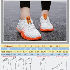 mitvr Womens Colorful Sneakers Fashion Sports Shoes Breathable Casual Walking Shoes,White Orange,41EU=9.5 M US Women