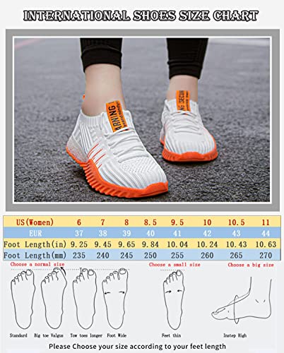 mitvr Womens Colorful Sneakers Fashion Sports Shoes Breathable Casual Walking Shoes,White Orange,41EU=9.5 M US Women