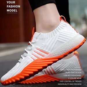 mitvr Womens Colorful Sneakers Fashion Sports Shoes Breathable Casual Walking Shoes,White Orange,41EU=9.5 M US Women