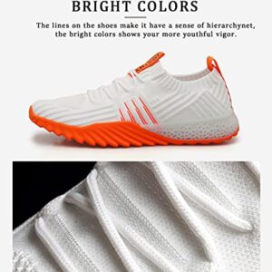 mitvr Womens Colorful Sneakers Fashion Sports Shoes Breathable Casual Walking Shoes,White Orange,41EU=9.5 M US Women