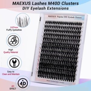 MAEXUS Lash Clusters, Individual Lash 240 Clusters False Eyelash 40D Lash Clusters Extensions Individual Lashes Cluster DIY Eyelash Extensions at Home (M40D-0.07D,9-16mm MIX)