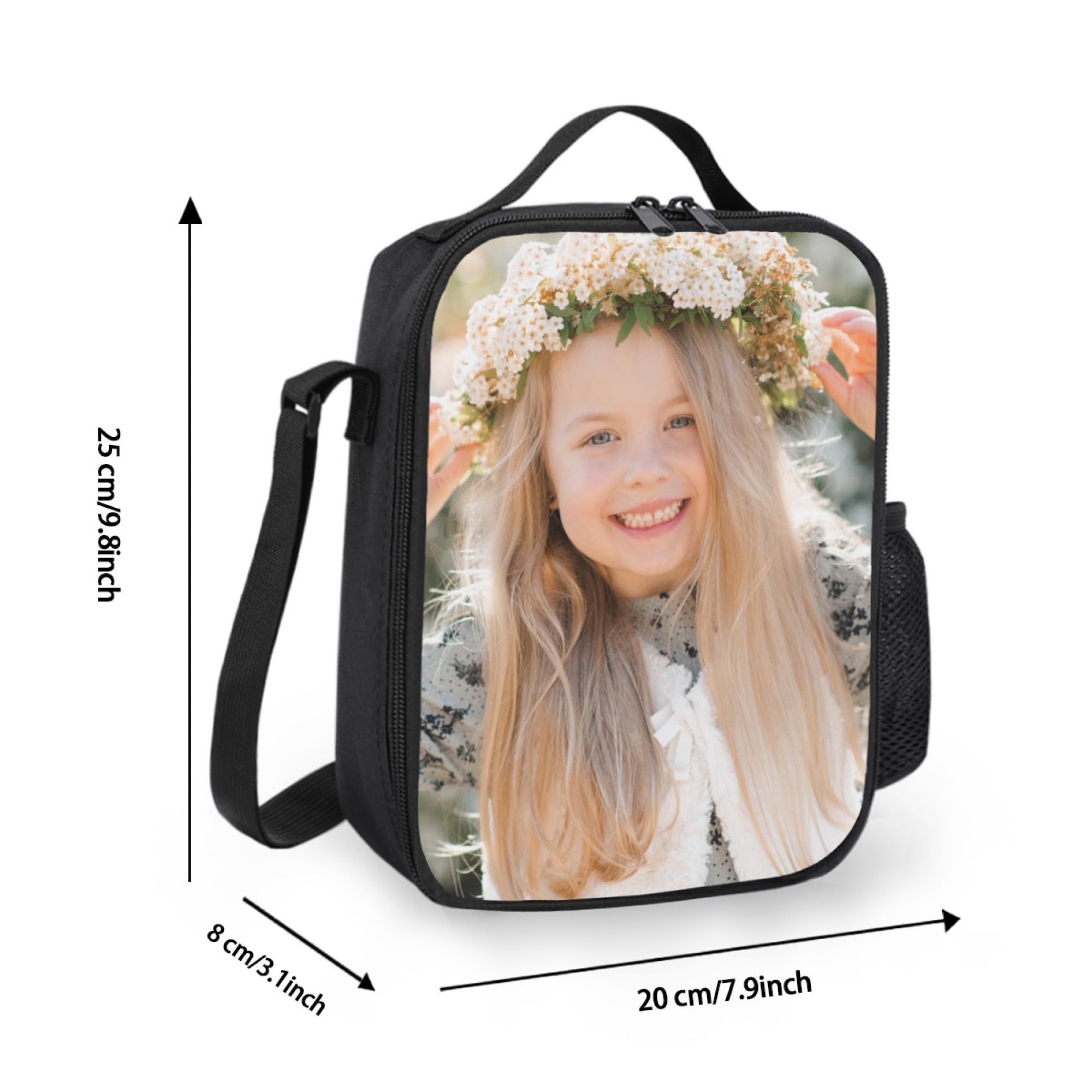 Gaxuciat Custom Backpackand and Lunch Bag, Personalized Lightweight School Bookbag with Lunch Tote Bag Add Your Photo Text for Boys and Girls, Travel, Work