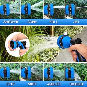 NGreen Garden Hose Sprayer Nozzle - Water Spray with 8 Adjustable Patterns, Impact Resistant and Non-Slip for Watering Plants, Pets Bathing and Cleaning,Car Washing (Blue)