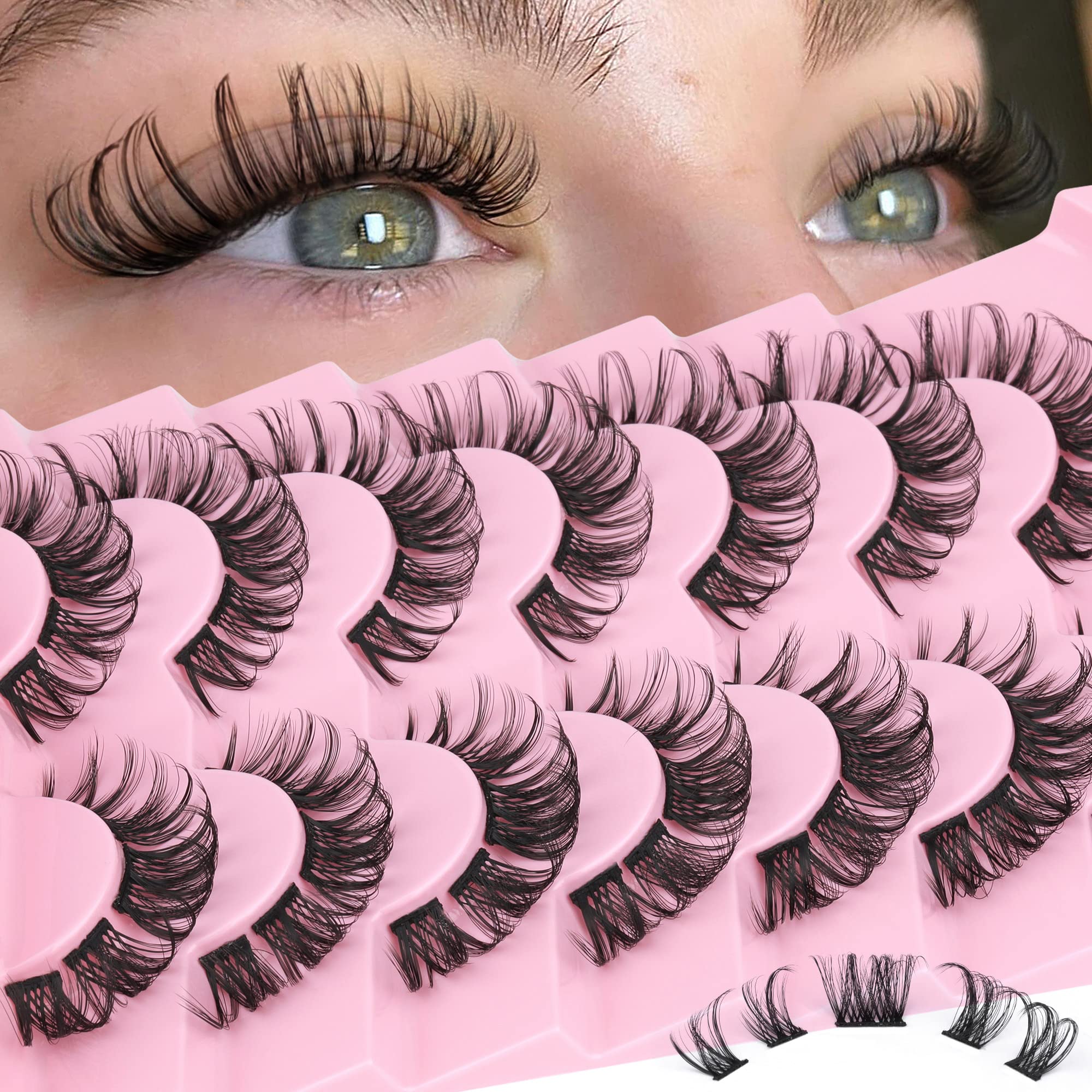 Natural Lash Clusters D Curl False Eyelashes 14mm Wispy Individual Lashes Extensions DIY Mink Lashes Multipack by calphdiar