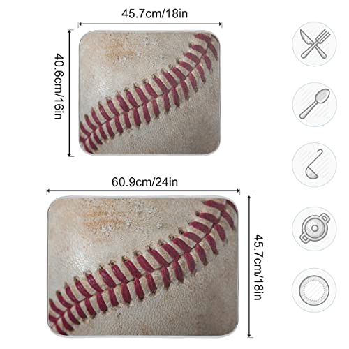 Baseball Heat Resistant Drying Mat 16 x 18 Dish Drying Mat Dish Drain Mat for Kitchen Counter Dish Drainer Mat for Kitchen Counter