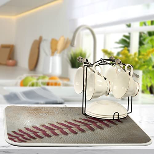 Baseball Heat Resistant Drying Mat 16 x 18 Dish Drying Mat Dish Drain Mat for Kitchen Counter Dish Drainer Mat for Kitchen Counter