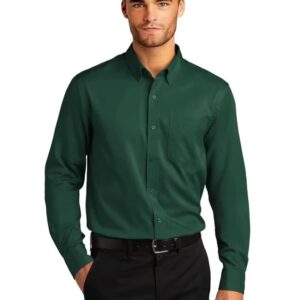 HUUTOE Dark Green Mens Beach Dress Shirts Button Down Long Sleeve Formal Dress Shirts for Men 3XL 2024 Saint Patricks Day Shirts Men