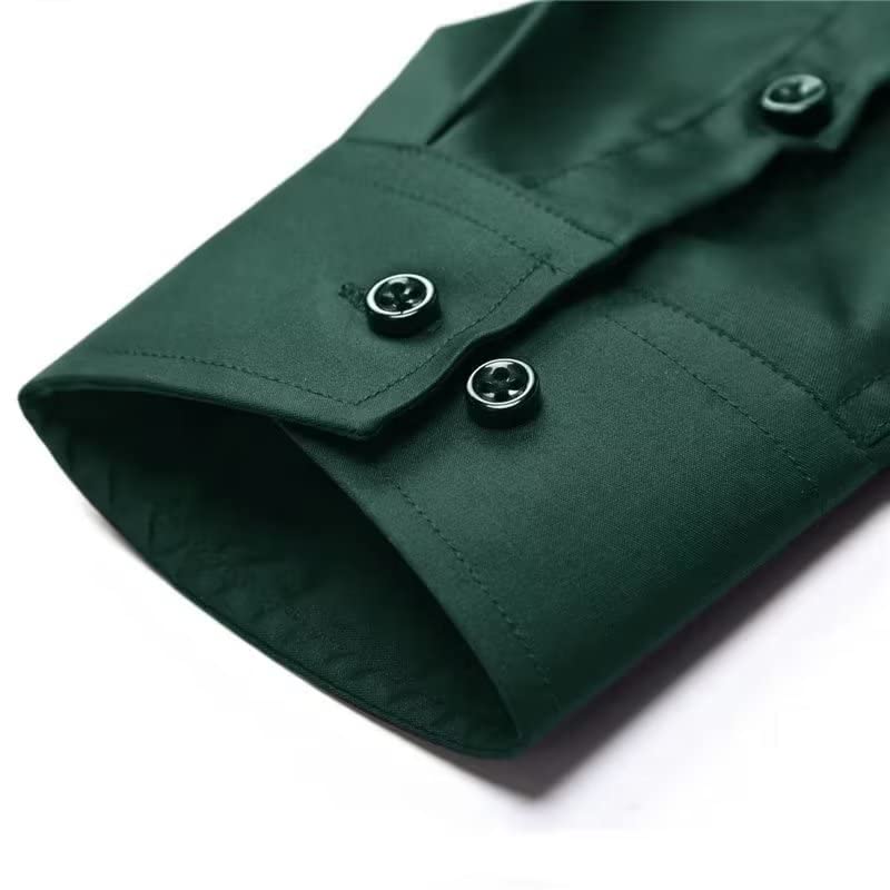 HUUTOE Dark Green Mens Beach Dress Shirts Button Down Long Sleeve Formal Dress Shirts for Men 3XL 2024 Saint Patricks Day Shirts Men