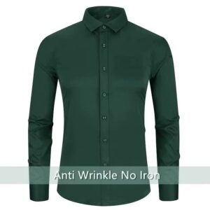 HUUTOE Dark Green Mens Beach Dress Shirts Button Down Long Sleeve Formal Dress Shirts for Men 3XL 2024 Saint Patricks Day Shirts Men