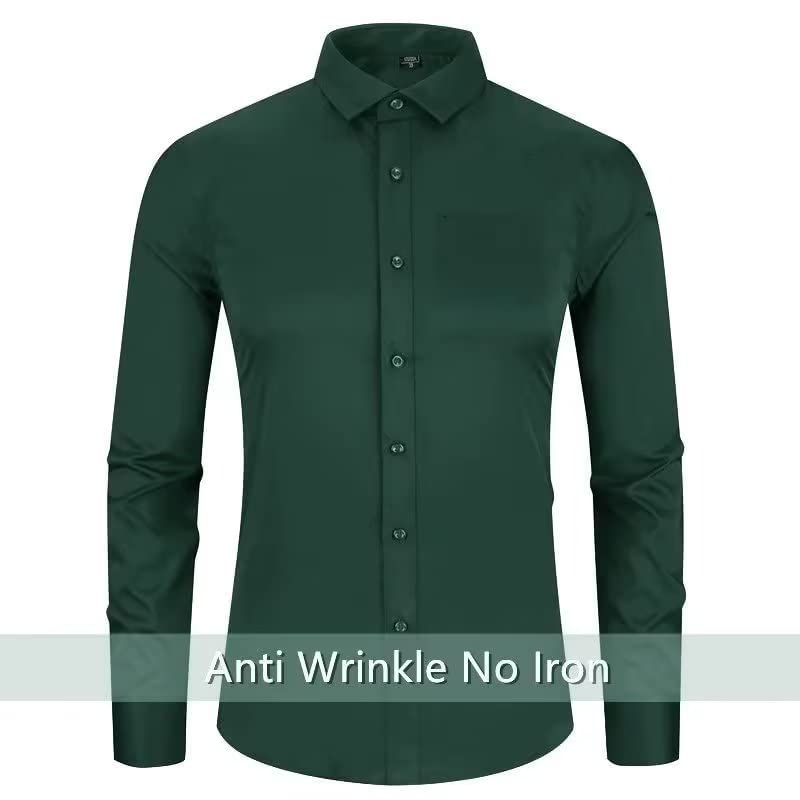 HUUTOE Dark Green Mens Beach Dress Shirts Button Down Long Sleeve Formal Dress Shirts for Men 3XL 2024 Saint Patricks Day Shirts Men