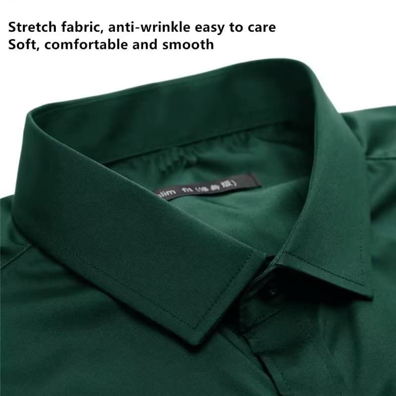 HUUTOE Dark Green Mens Beach Dress Shirts Button Down Long Sleeve Formal Dress Shirts for Men 3XL 2024 Saint Patricks Day Shirts Men