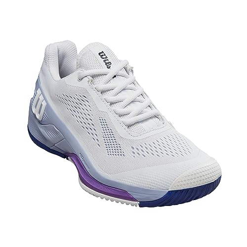 WILSON Women's Rush Pro 4.0 Sneaker, White/Eventide/Royal Lilac, 8.5