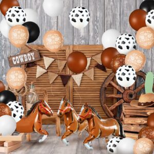 Hungdao Western Horse Balloons Set, 52 Pcs Cowboy Party Decorations Bandana Latex Balloons for Baby Shower Birthday Arch Garland, Black Brown Series