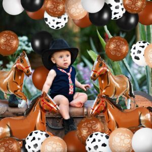 Hungdao Western Horse Balloons Set, 52 Pcs Cowboy Party Decorations Bandana Latex Balloons for Baby Shower Birthday Arch Garland, Black Brown Series