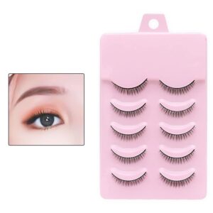 5pcs false eyelashes 8mm short fake mink lashes enlarge eyes natural perfect fitting artificial fiber extensions eye lashes fake lashes, women's make up tools 5pcs false eyelashes 8mm short fake mink lashes enlarge eyes natural perfect fitting artificial