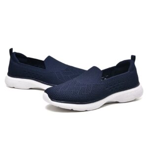 Puxowe Women's Slip-On Comfortable Driving Shoes Lightweight Tennis Sneakers Casual Walking Shoes Navy Size 8.5 US