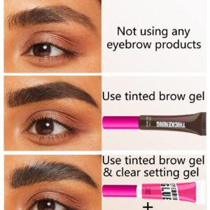 Brow Gel Kit-Espresso Thickening Tinted Eyebrow Mascara Gel & Clear Setting Brow Glue, Brow Lift Fast Sculpt, Long Lasting Eye Makeup for Women, Light Medium Dark Brown With Brow Tool-Set 07