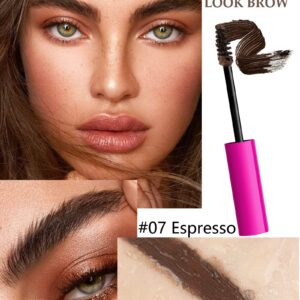 Brow Gel Kit-Espresso Thickening Tinted Eyebrow Mascara Gel & Clear Setting Brow Glue, Brow Lift Fast Sculpt, Long Lasting Eye Makeup for Women, Light Medium Dark Brown With Brow Tool-Set 07