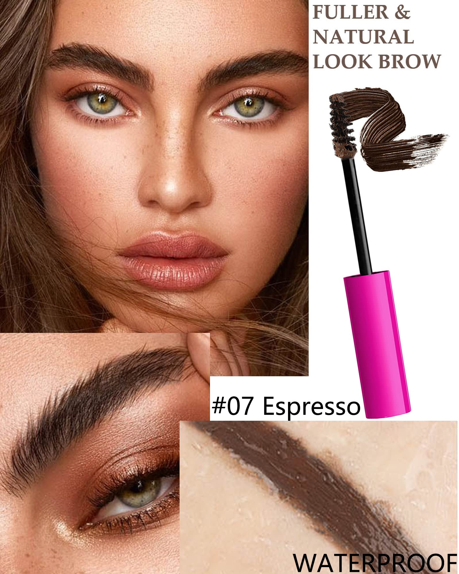 Brow Gel Kit-Espresso Thickening Tinted Eyebrow Mascara Gel & Clear Setting Brow Glue, Brow Lift Fast Sculpt, Long Lasting Eye Makeup for Women, Light Medium Dark Brown With Brow Tool-Set 07