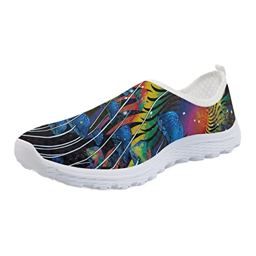 Wideasale Galaxy Psychedelic Mushroom Printed Casual Slip On Hiking Water Shoes for Women Casual Summer Lightweight Outdoor Sports Sneakers Comfort Quick Dry Aqua Shoes Beach Sports,Size 8.5