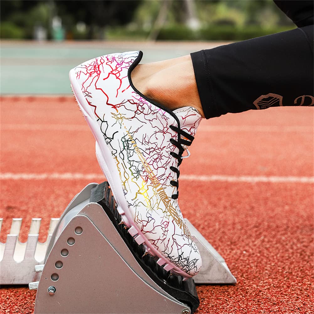 Angugu Track and Field Spikes Shoes for Women Racing Jumping Sprint Sneakers Men Youth Boys Girls Professional Running Training Athletic Shoes