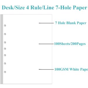 Mini Binder Blank Filler Paper for 3 or 7 Ring Binders - 100 Sheets/200 Pages Loose Leaf Paper Blank Refills, Desk Size 4, 100gsm Blank Paper, 5.8" x 8.5"