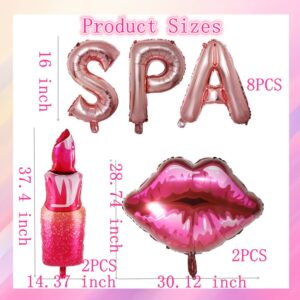 32 Pcs Spa Party Decorations Balloons Spa Theme Birthday Party Supplies Lipstick Cosmetics Balloons for Girls Spa Day Makeup Party (pink)