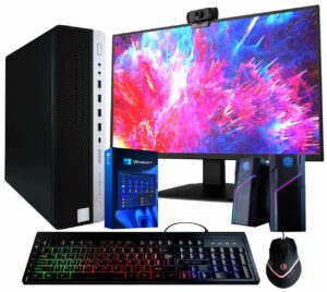 hp elitedesk 800g4 desktop computer | hexa core intel i5 (3.2ghz) | 16gb ddr4 ram | 500gb ssd | 5g-wifi & bluetooth | 22in lcd monitor | rgb ultimate desktop kit | windows 11 pro (renewed), black