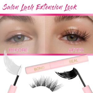 EMEDA Lash Bond and Seal Lash Glue for DIY Eyelash Extensions Strong Lash Cluster Glue for Individual Eyelashes Latex Free by EMEDA (2-in-1 Black Bond and Seal)