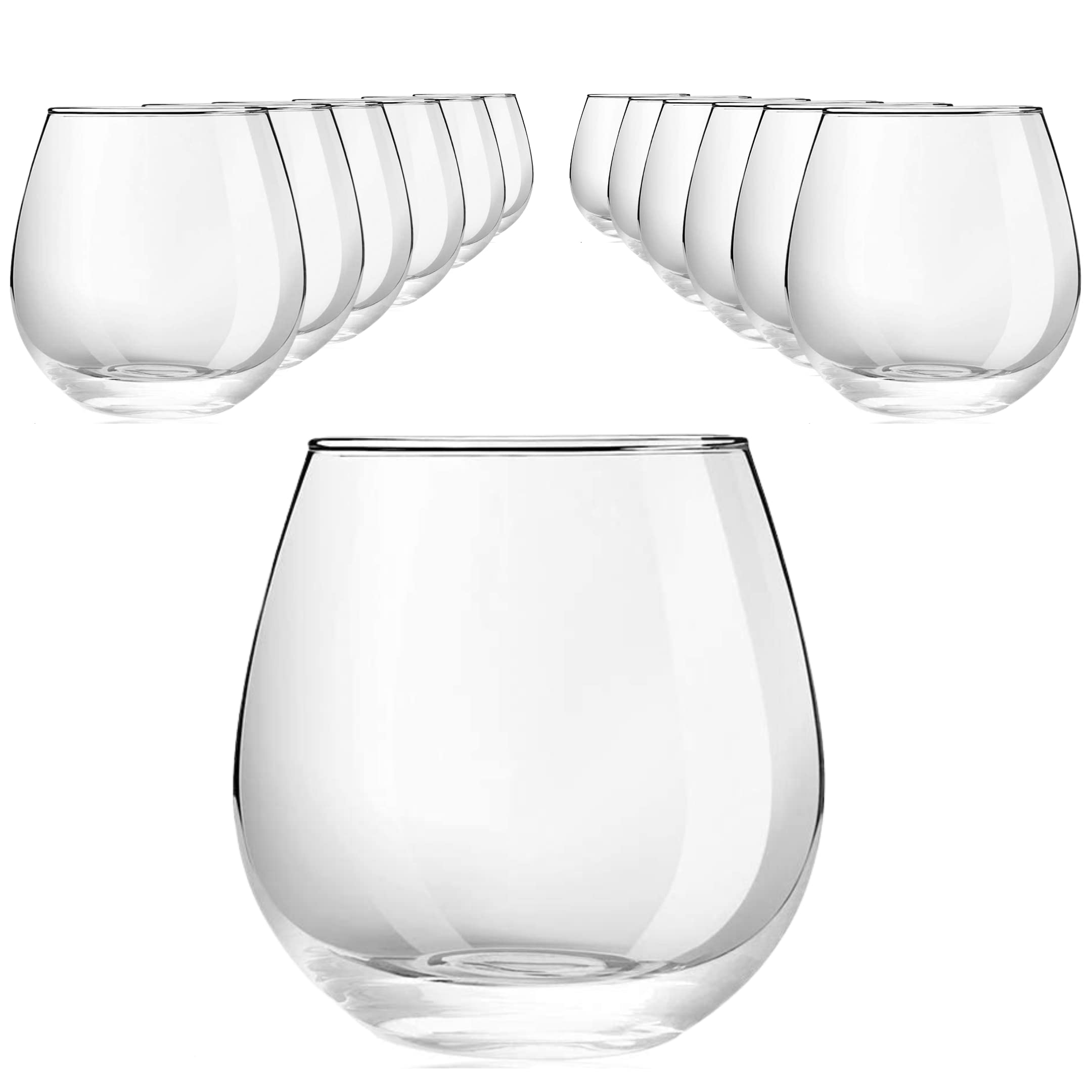 Papyon Unbreakable Plastic Wine Cups 16 oz, Clear Wine Glasses for Wedding, Parties, Events, Catering, BPA-Free, Reusable Shatterproof Stemless Wine Cups, Cocktail Glass (24-Pack, 16 oz)