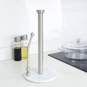 Skyway Goods - Stainless Steel Paper Towel Holder, Paper Towel Stand with Weighted Anti-Slip Base, Sleek Kitchen Countertop Paper Towel Holder, Space-Saving Paper Towel Holder, Light Marble Base