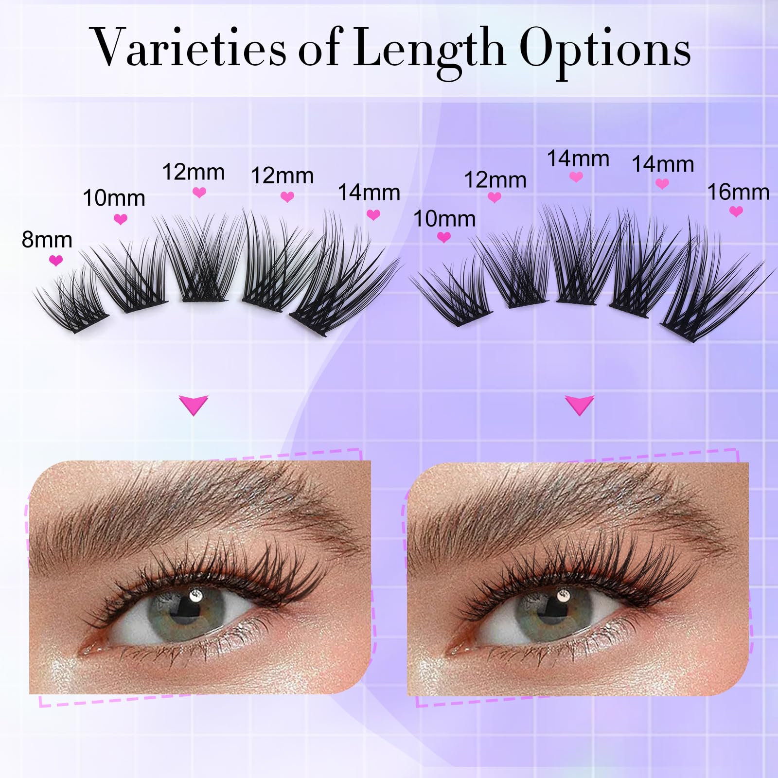 Lash Clusters C D Curl Individual Cluster Lashes 77pcs Cluster Eyelash Extensions Mix Length DIY Lash Extensions Natural Wispy Eyelash Clusters by MERETON (Mix 8-16mm C Curl, Natural, Angle)