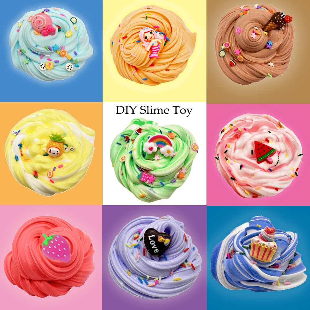 KMBTQRE Butter Slime Kit Two-Toned 9 Packed for Girl Boys Party Favors Toys, Stocking Stuffers for Kids 6 7 8 9 10 11 12 Years Old