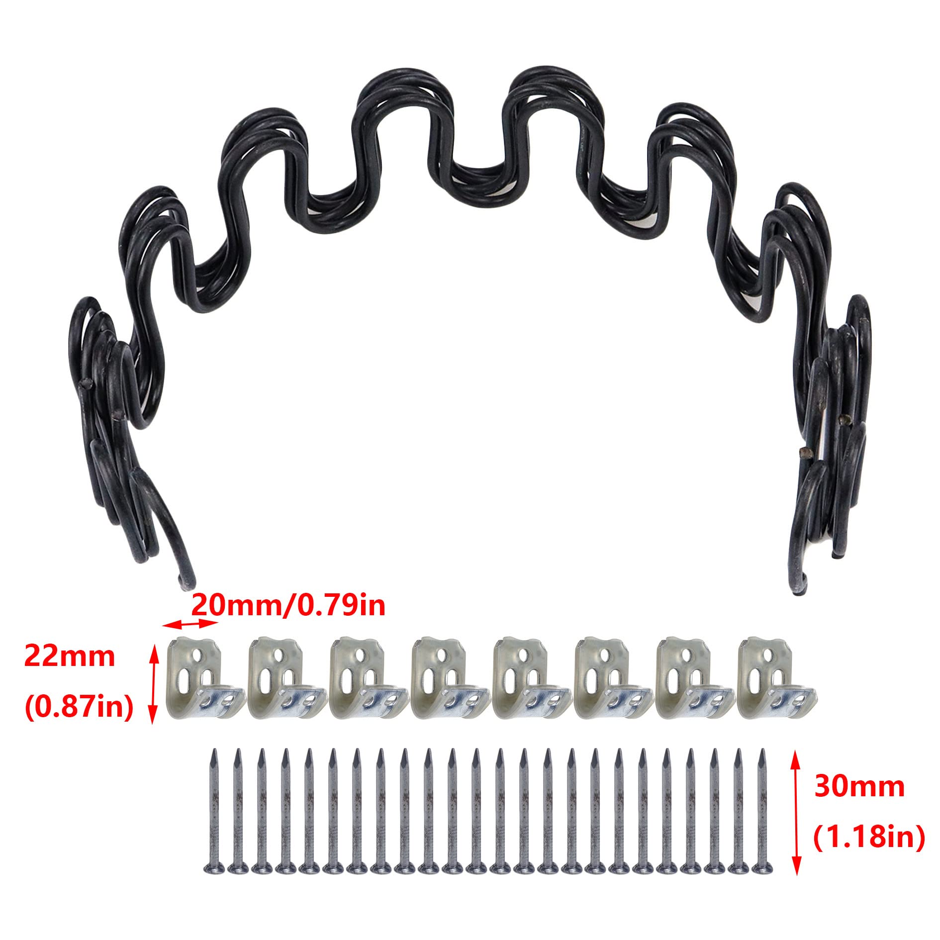 Antrader 16"(40cm) Couch Spring Repair Kit,4-Pack Upholstery Spring Clips for Furniture Couch Repair,Includes Screws and Clips,Black