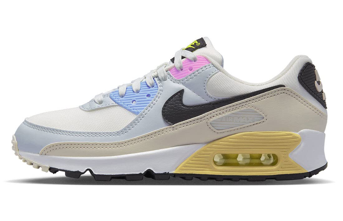 Nike Air Max 90 Women's Shoes (Summit White/Light Bone/Pure, us_Footwear_Size_System, Adult, Women, Numeric, Medium, Numeric_8) Summit White/Black-light Bone