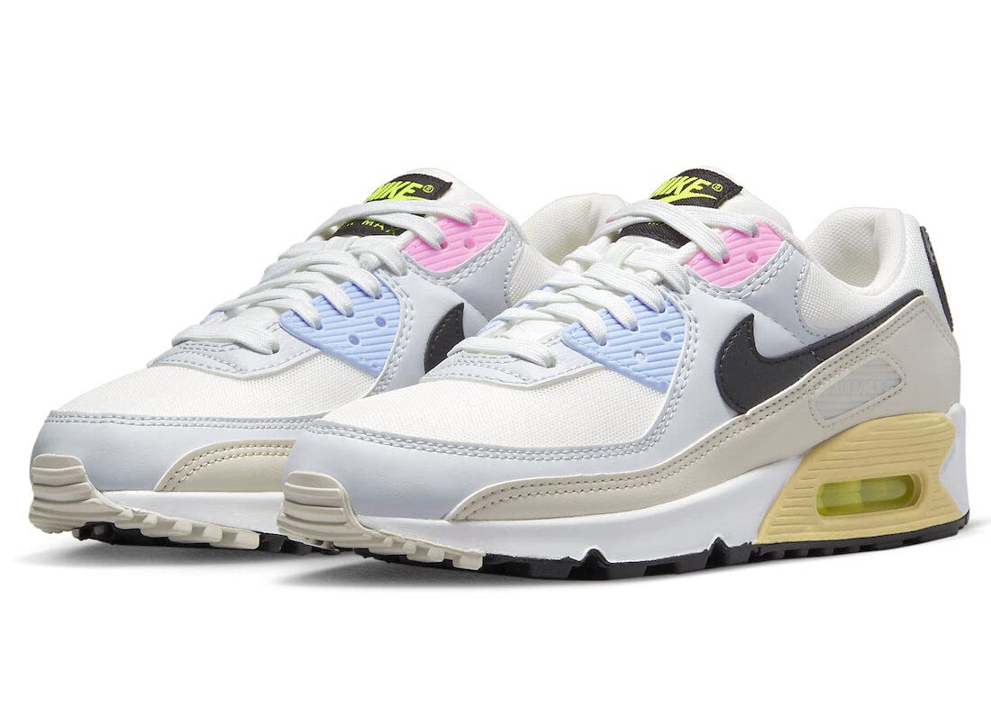 Nike Air Max 90 Women's Shoes (Summit White/Light Bone/Pure, us_Footwear_Size_System, Adult, Women, Numeric, Medium, Numeric_8) Summit White/Black-light Bone