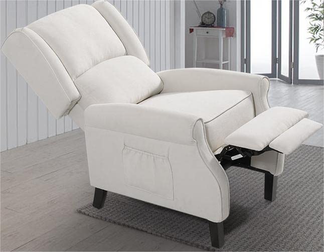 WARM HARBOR Fabric Wingback Recliner Chair for Living Room,Tufted Reading Chairs for Adults with Heat and Massage,Lazy Boy Recliners Chairs for Small Space,Lounge Chair(Beige)