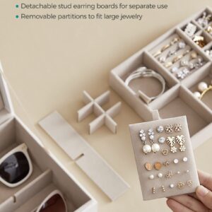 SONGMICS 2-Layer Jewelry Box, Jewelry Organizer with Handle, Removable Jewelry Tray, Jewelry Storage, Floating Effect, 8.1 x 9.4 x 4.3 Inches, Gift Idea, White UJBC165W01