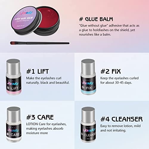 Libeauty Lash Lift Kit with New Glue Balm Lash Perm Kit Korea for Eyelash Curling and Brow Lamination Complete Tools DIY Set Easy for Beginner Use at Salon & Home (Pink)