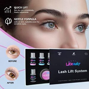 Libeauty Lash Lift Kit with New Glue Balm Lash Perm Kit Korea for Eyelash Curling and Brow Lamination Complete Tools DIY Set Easy for Beginner Use at Salon & Home (Pink)